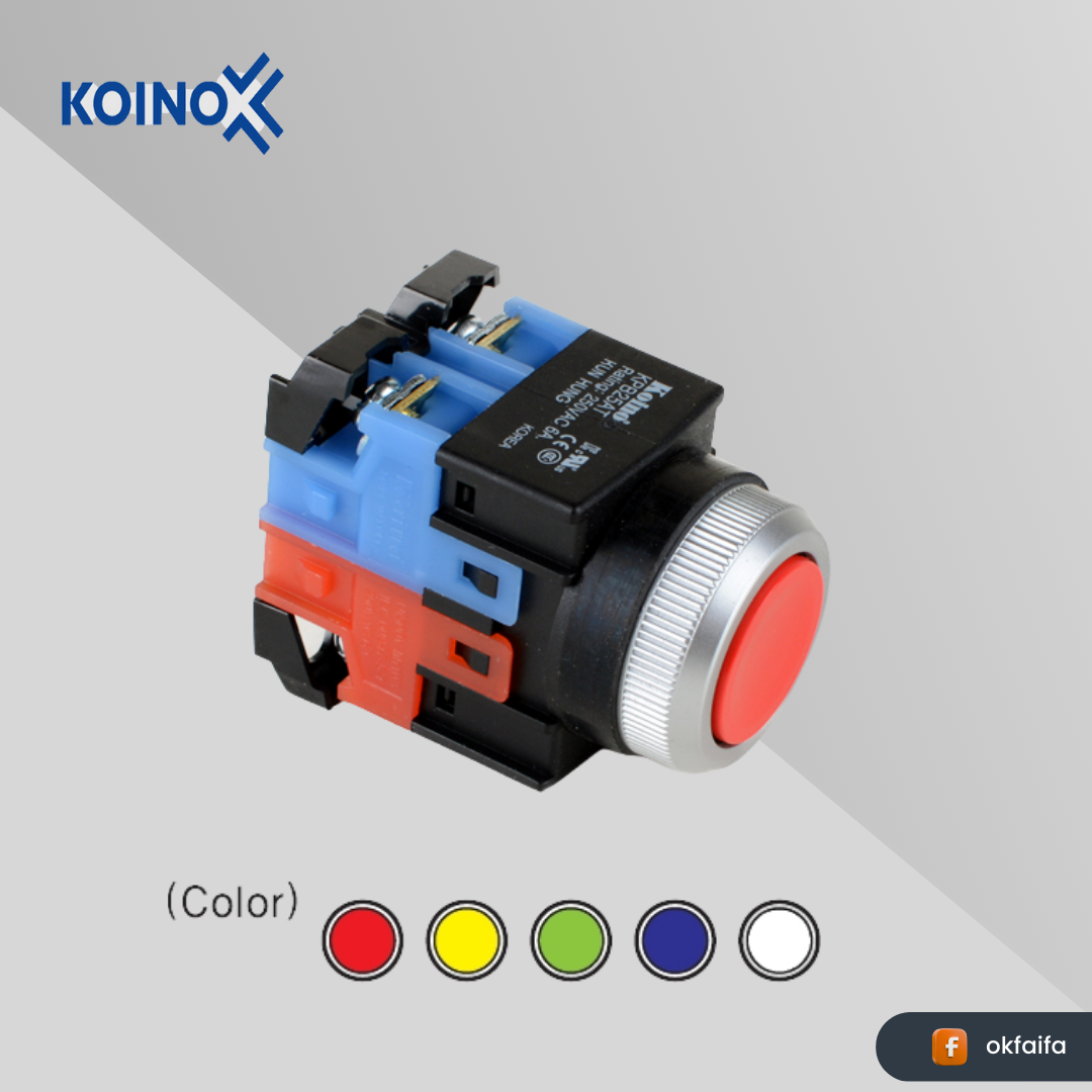 KOINO Switch Ø25 KPB25M-20G [Koino, Push Button Switch Green]